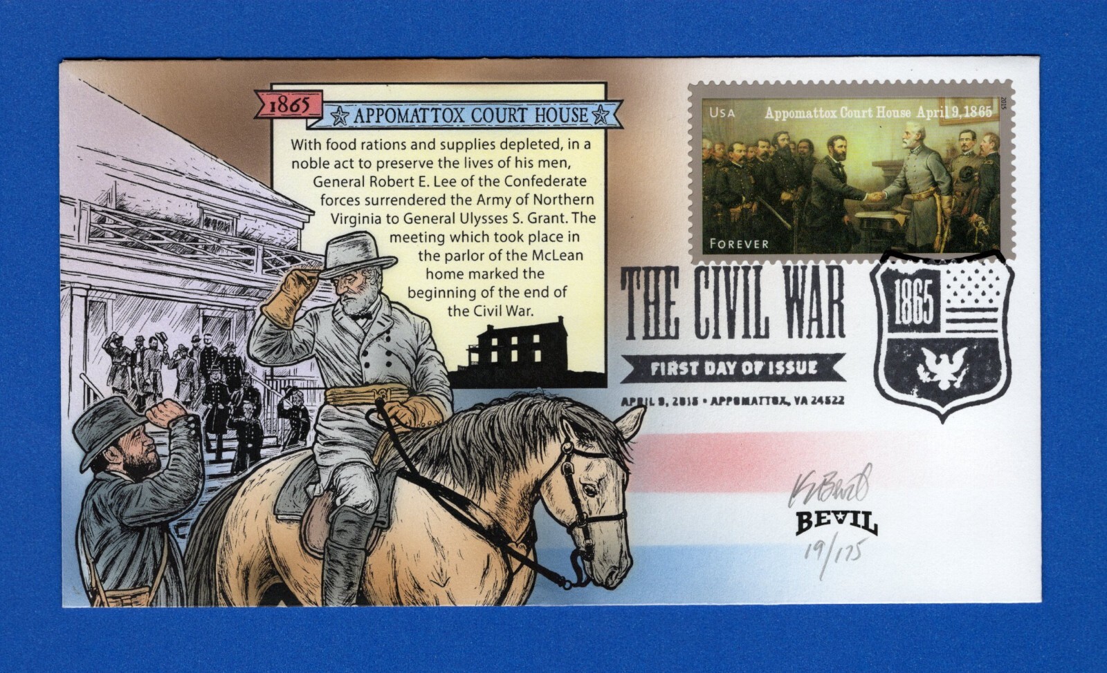 Scott 4981 The Civil War Appomattox Court House HP Bevil FDC Main Lot ...
