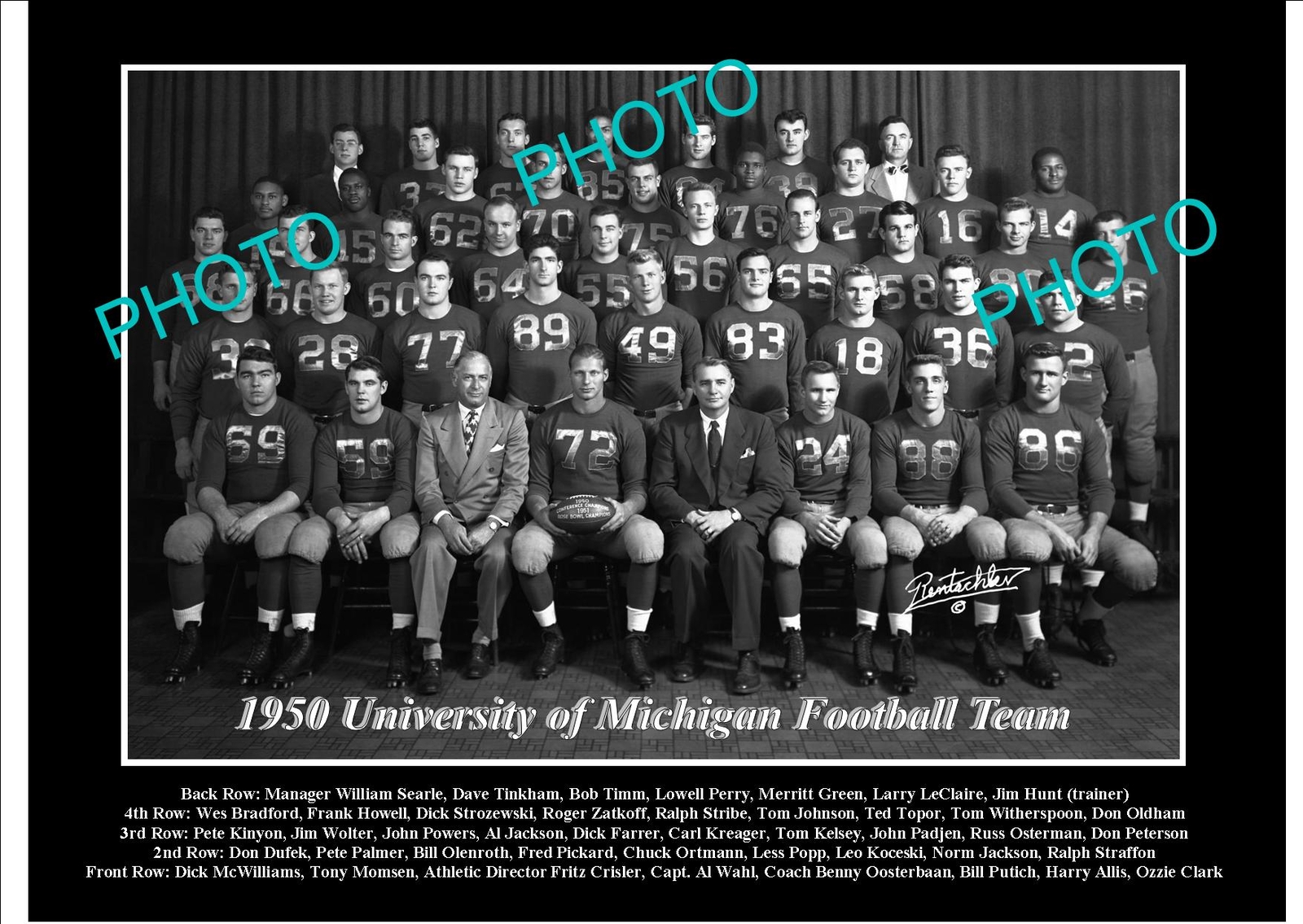 OLD 8x6 HISTORIC PHOTO OF UNIVERSITY OF MICHIGAN FOOTBALL TEAM 1950 ...