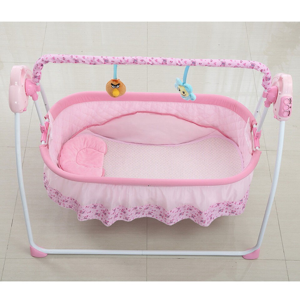 ELECTRIC BABY CRIB CRADLE AUTO-SWING NEWBORN BASSINET SLEEP BED INFANT ...