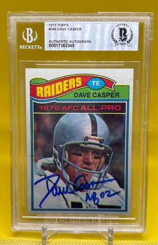 DAVE CASPER Signed 1977 TOPPS ROOKIE Card #380 Beckett Authenticated ...