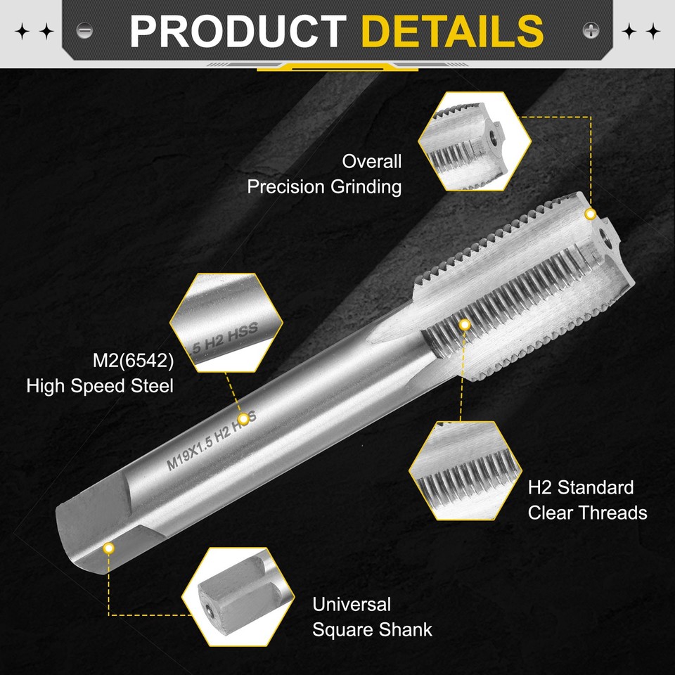 Hand Plug Tap M19 x 1.5 H2 Thread Plug Style Screw Tapping Threading ...