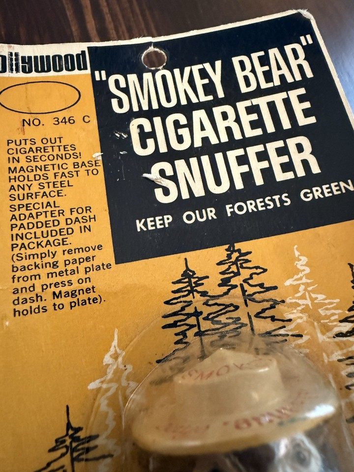 60s Vintage Smokey Bear Cigarette Snuffer Magnetic Car Ashtray No. 346C ...