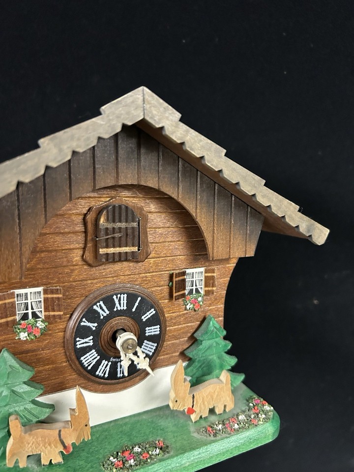 Lötscher Swiss Cuckoo Clock Goats At Play Millers Chalet Style Vintage ...