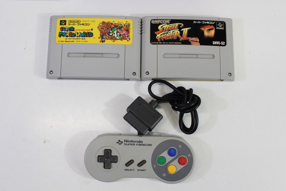 Nintendo Super Famicom Clear Purple Console Cont x1 Game x2 PLAY SNES ...