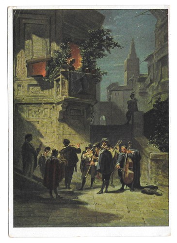 Artist Carl Spitzweg Painting Standchen Serenade Germany EBD 4X6 ...