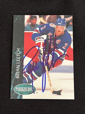 BRIAN LEETCH 1992-93 PARKHURST SIGNED AUTOGRAPHED CARD #110 NEW YORK ...