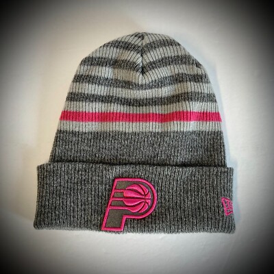 New Era INDIANA PACERS BEANIE gray hot pink winter knit nba hat adult ...