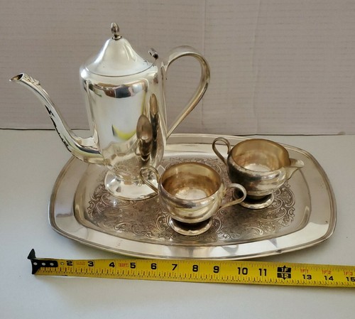 Benedict Manufacturing Co BMC Silver plated Teapot Creamer Sugar Bowl ...