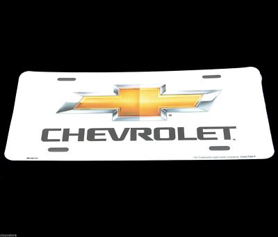 Chevrolet Bow Tie Chevy Licensed White Aluminum Metal License Plate ...