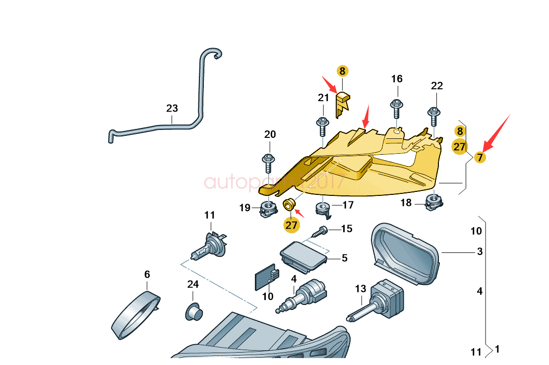 Genuine Headlight Lamp Bracket Right For Audi Q7 10-15 V6 V8 4L0941614B ...