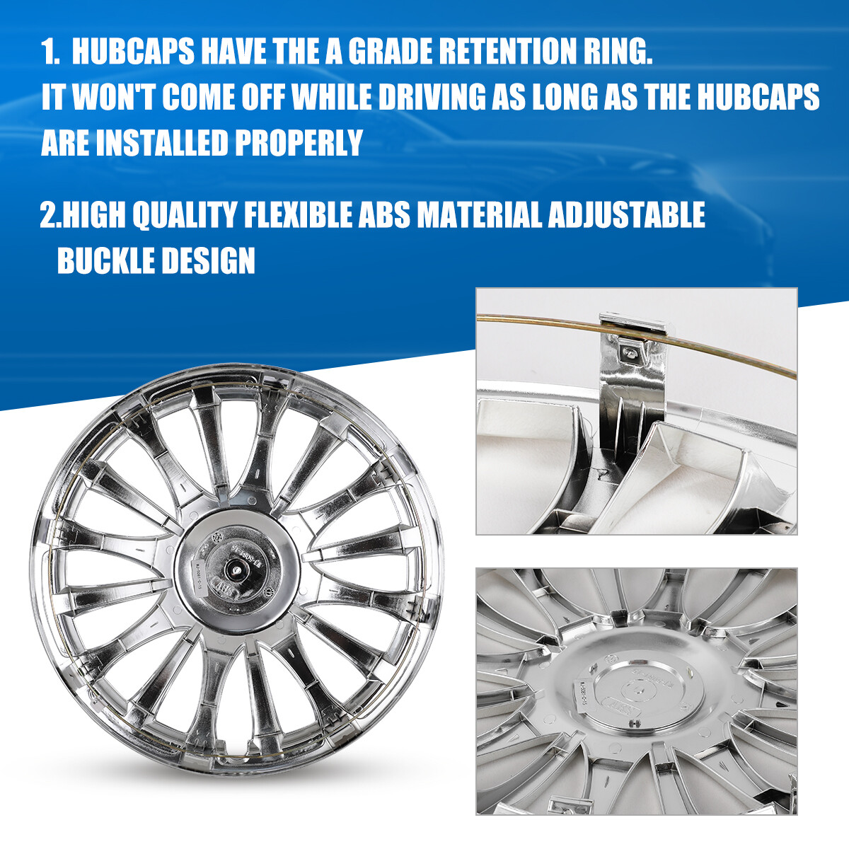 15" 4Pc Chrome Wheel Covers Hubcaps On Full Hub Caps Fits R15 Tire ...