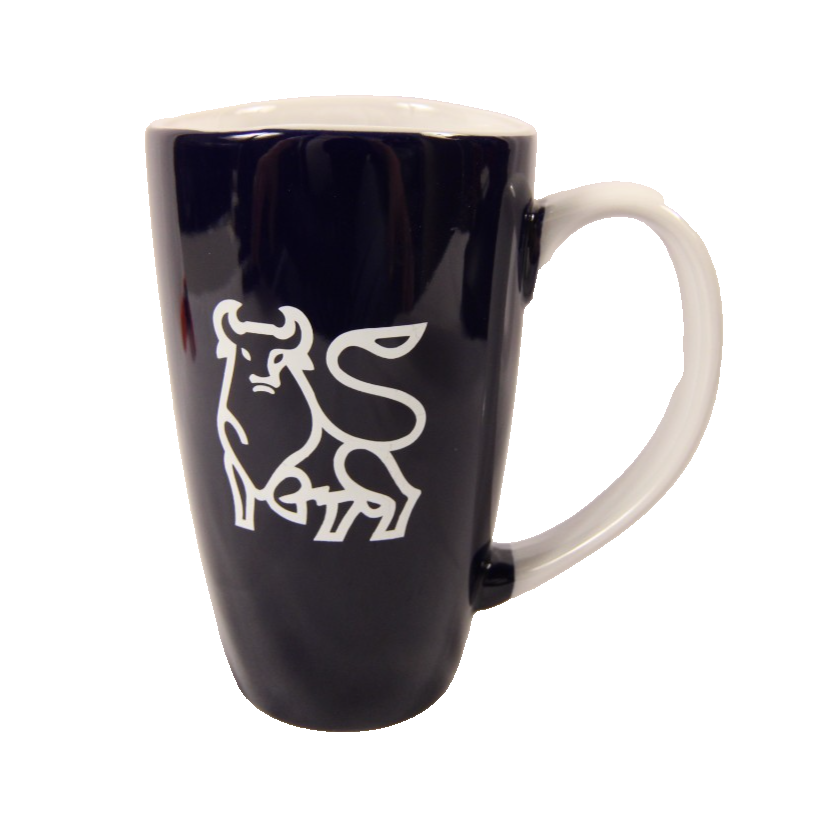 Merrill Lynch Bull Logo Wall Street Black Tall Ceramic Coffee Mug Cup ...