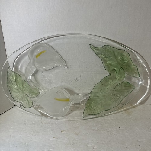 Luminarc Arum Art Nouveau-style Glass Platter with Calla Lilies 9.5” X ...