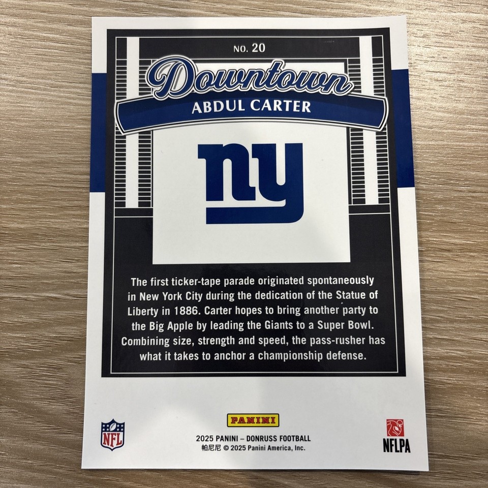 2025 Panini Donruss Oversized Downtown #20 Abdul Carter RC Jumbo | eBay