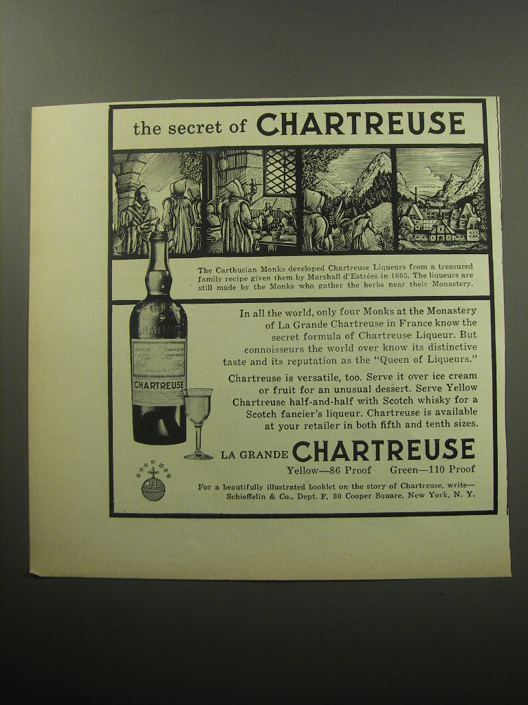 1954 Chartreuse Liqueur Ad - The secret of Chartreuse | eBay