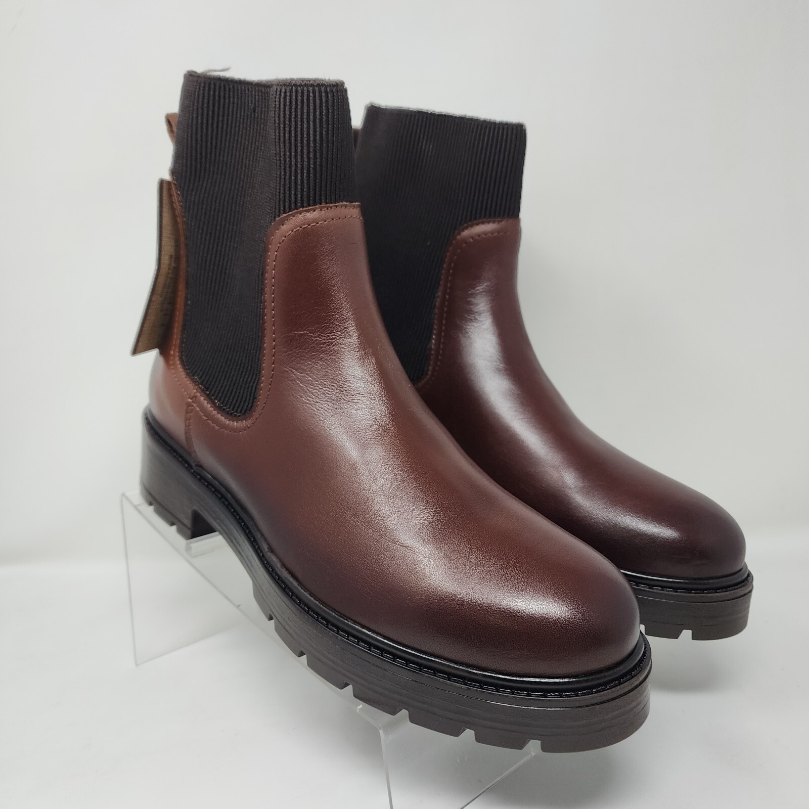 Bootlegger Leather Boots Womens 8.5 Brown Moto Casual Pull On Shoes ...