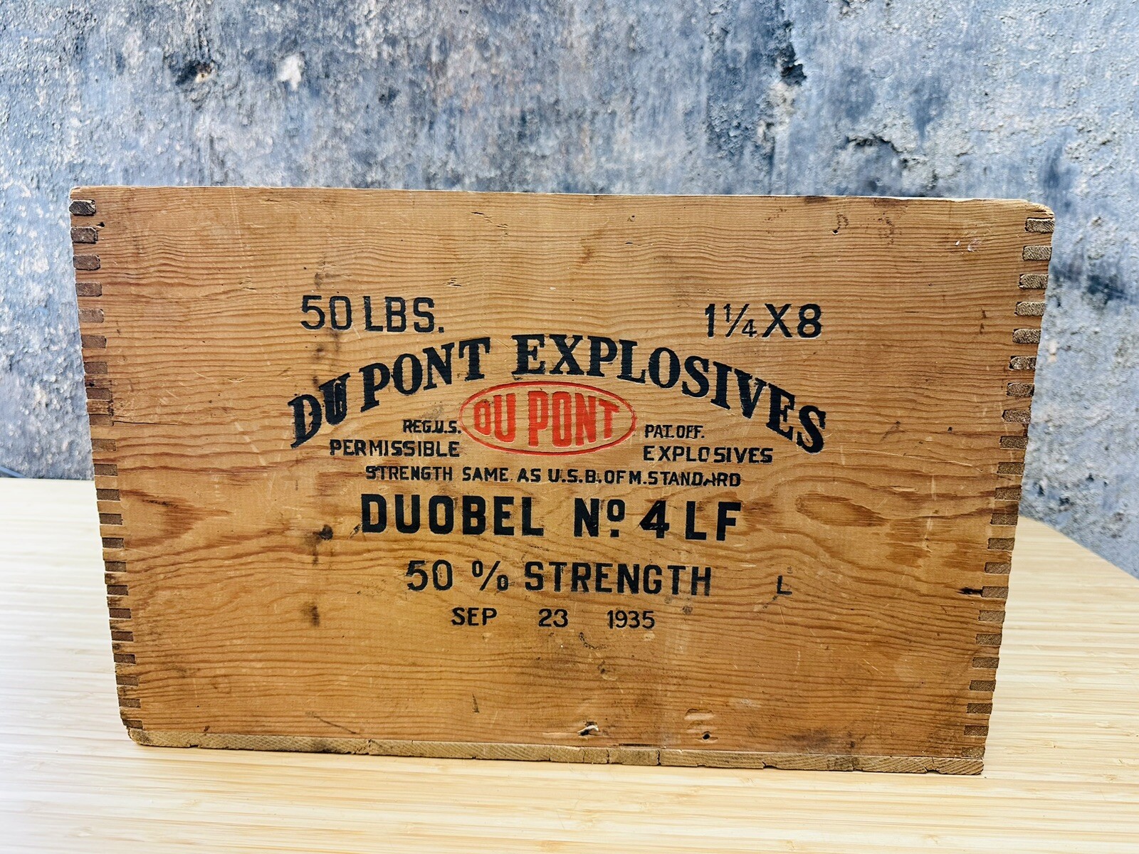 Vtg Rare Double Box DuPont High Explosives 50lb Crate Box Wood Dynamite ...