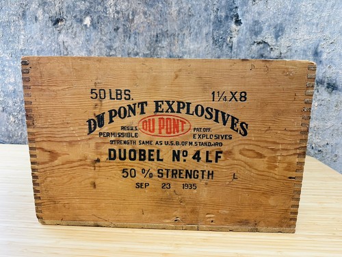 Vtg Rare Double Box DuPont High Explosives 50lb Crate Box Wood Dynamite ...