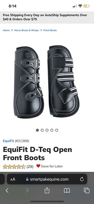 EquiFit D-Teq Boots Front Black Ostrich Size Large Open front | eBay