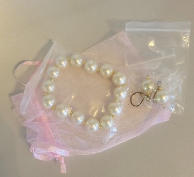 VINTAGE GAROLD MILLER QVC IRIDESCENT WHITE & GOLD CHUNKY BRACELET ...