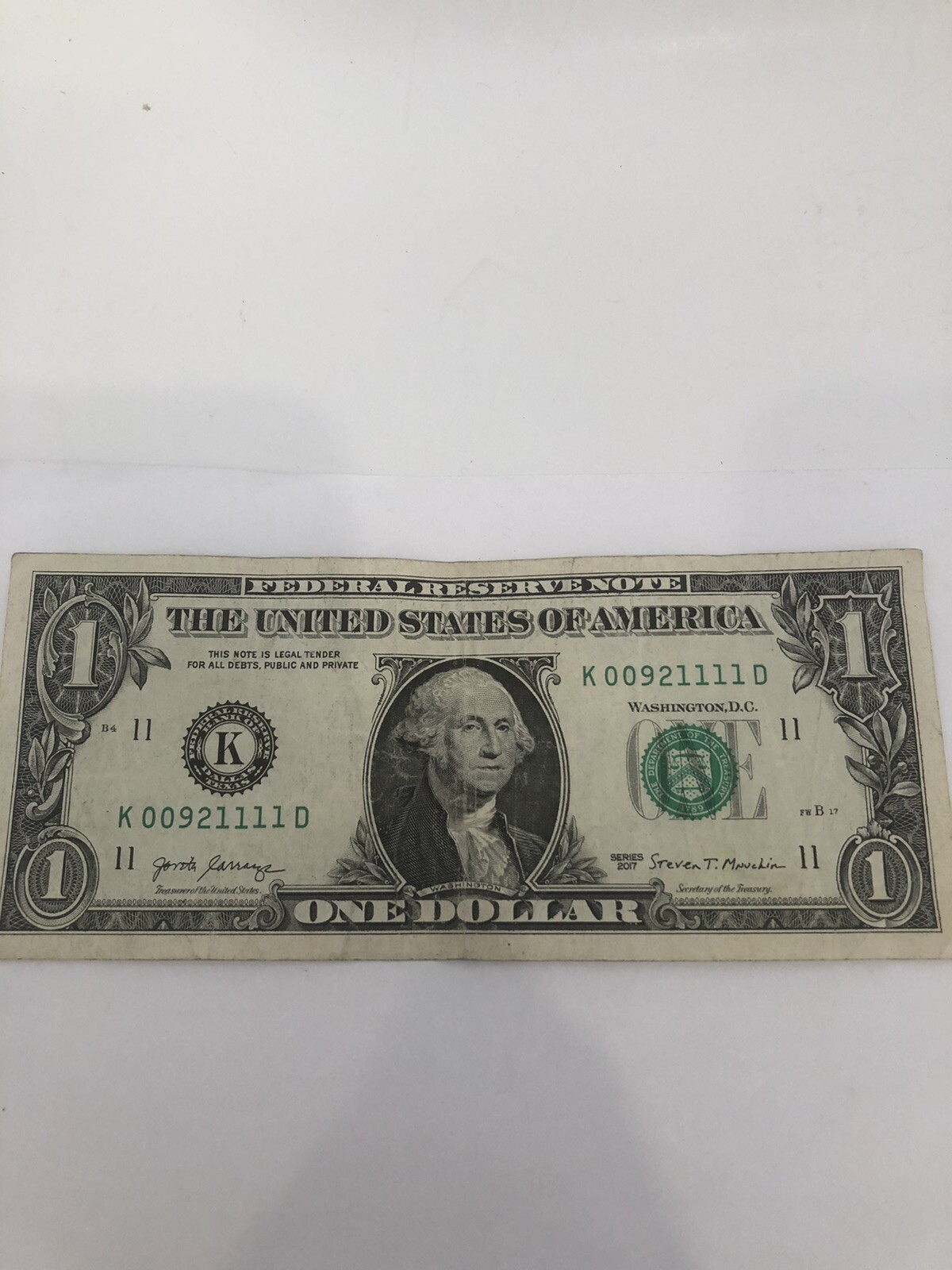 TRAILING SOLID QUAD of 1111 in $1 Dollar Bill, FANCY UNIQUE SERIAL ...
