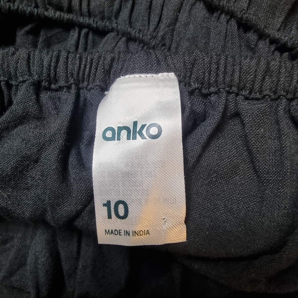 Anko Womens Blouse Size 10 Black Long Sleeve Scoop Neck Elastic Waist ...