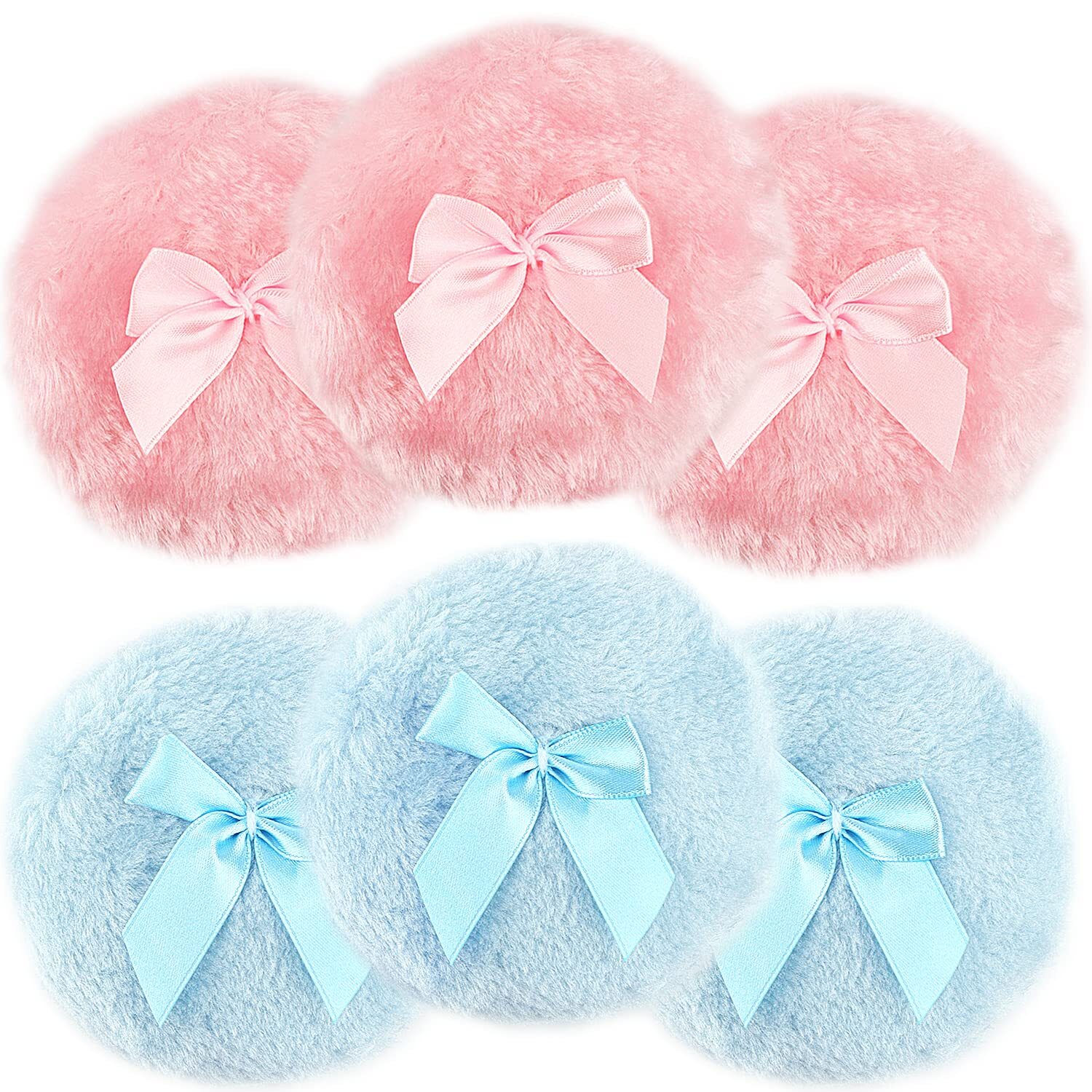 6 Pack 4 Inch Large Powder Puff Fluffy Soft Body Powder Puff Round ...