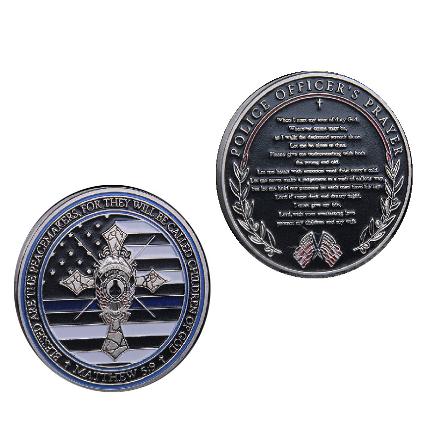 Challenge Law Enforcement Thin Blue Line Coin Prayer Police Officer ...