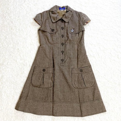 Burberry Blue Label Angora Wool Blend Dress Short Sleeve Engraved Horse ...