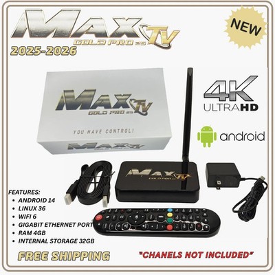 MaxTV Gold PRO 25 Max TV 4K Quad Core 64 Bit 2025-2026 + VOICE REMOTE ...