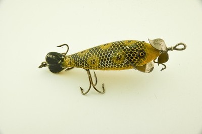 Vintage Heddon Spin DIver Minnow Frog Scale Tough Antique Fishing Lure ...