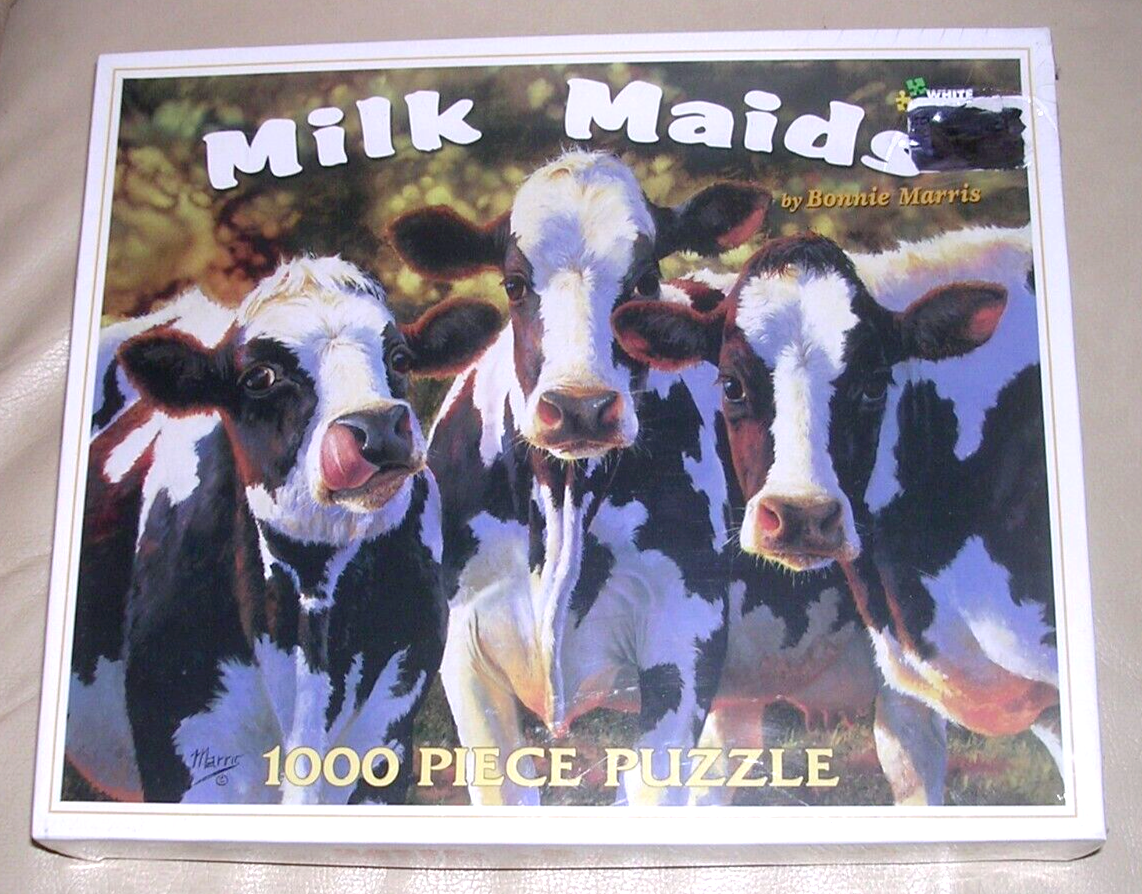 NEW 2006 HTF Milk Maids Black White Cows Dairy Farm 1000 Piece Puzzle ...