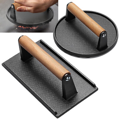 2PCS Cast Iron Steak Press Bacon Weights BBQ Burger Grills Meat Smasher ...
