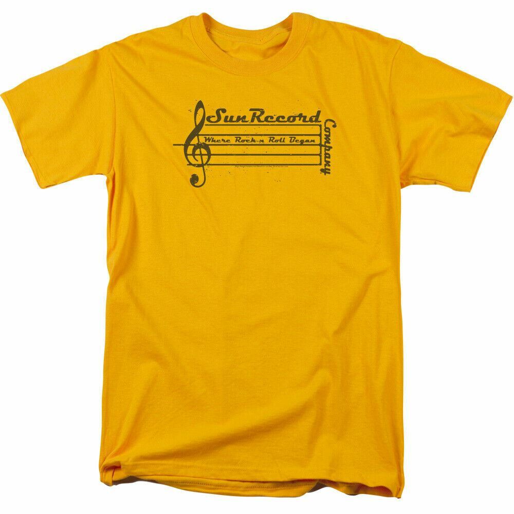 Sun Records Music Staff T Shirt Mens Licensed Rock Record Label Tee ...