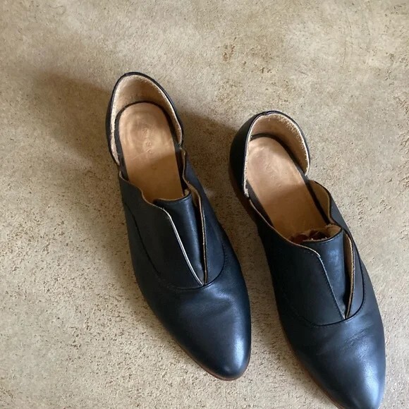 Nisolo Womens Emma D’Orsay Black Leather Shoes Slip… - Gem