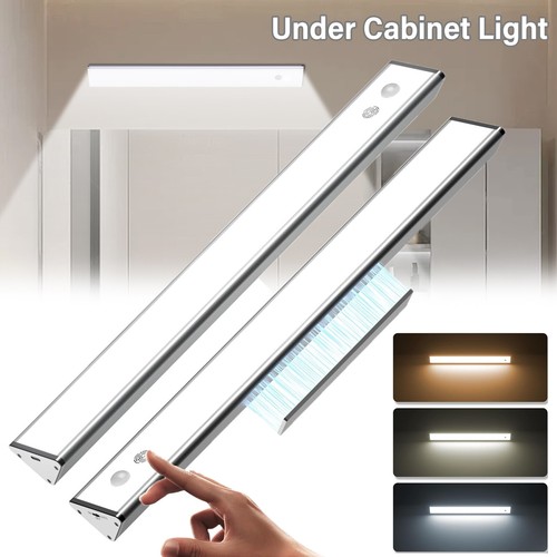 LED Motion Sensor Under Cabinet Closet Light USB Rechargeable Kitchen ...