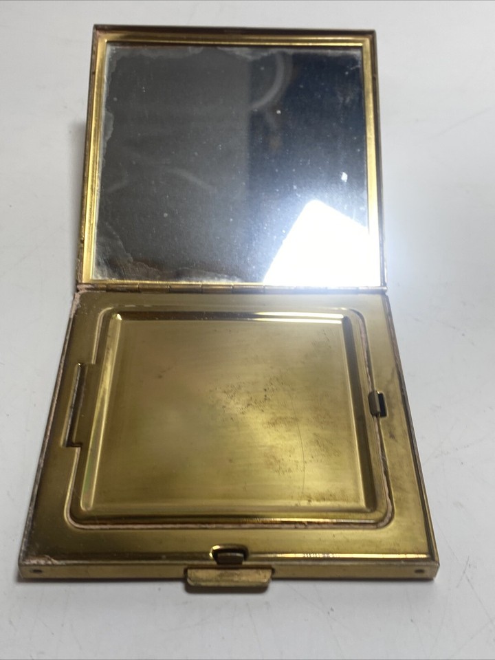 Vintage Volupte Gold Tone Makeup Powder Compact Mirror Art Deco | eBay