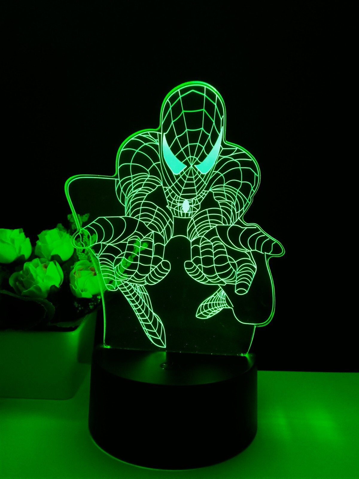 SPIDERMAN Acrylic LED 16 Colour Night Light Table Lamp Gift Kids Boys ...