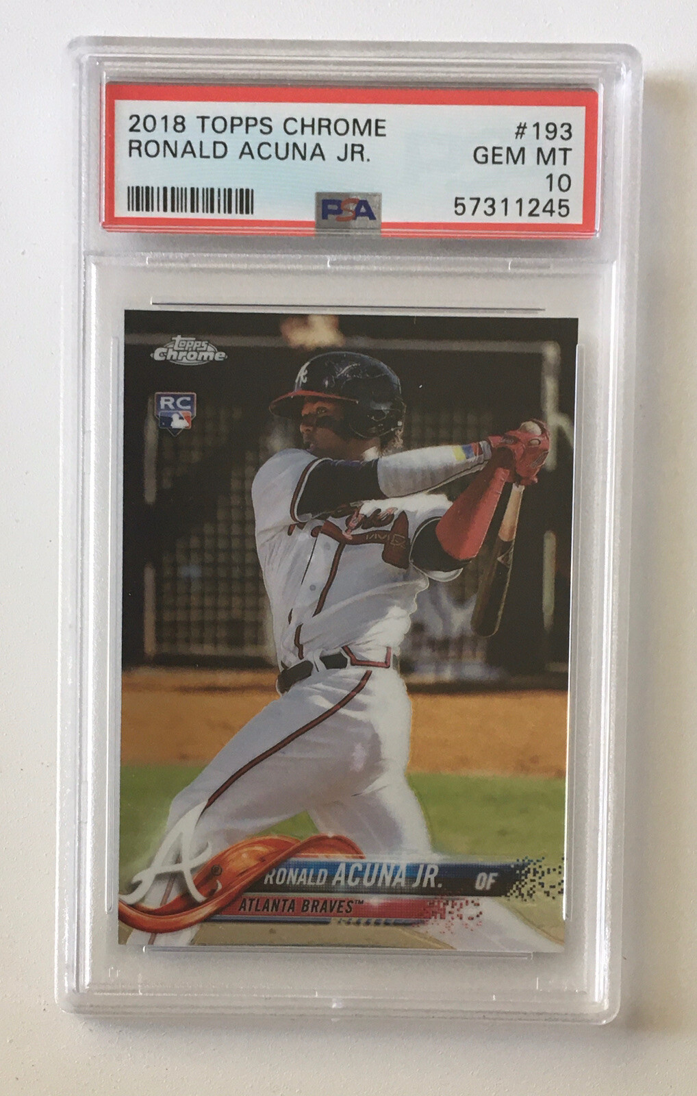 2018 Ronald Acuna Topps Chrome Card RC #193 PSA 10 GEM MT Atlanta ...