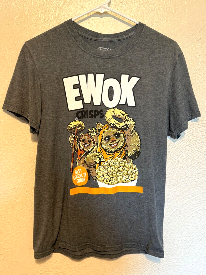 STAR WARS EWOK Crisps Cereal Funko T-shirt SMALL Endor Funny Ewoks Jedi ...