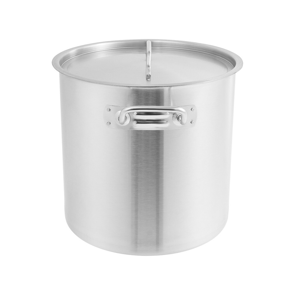 25 L Commercial Stockpot Restaurant Soup Pot w/ Lid Stainless Steel ...