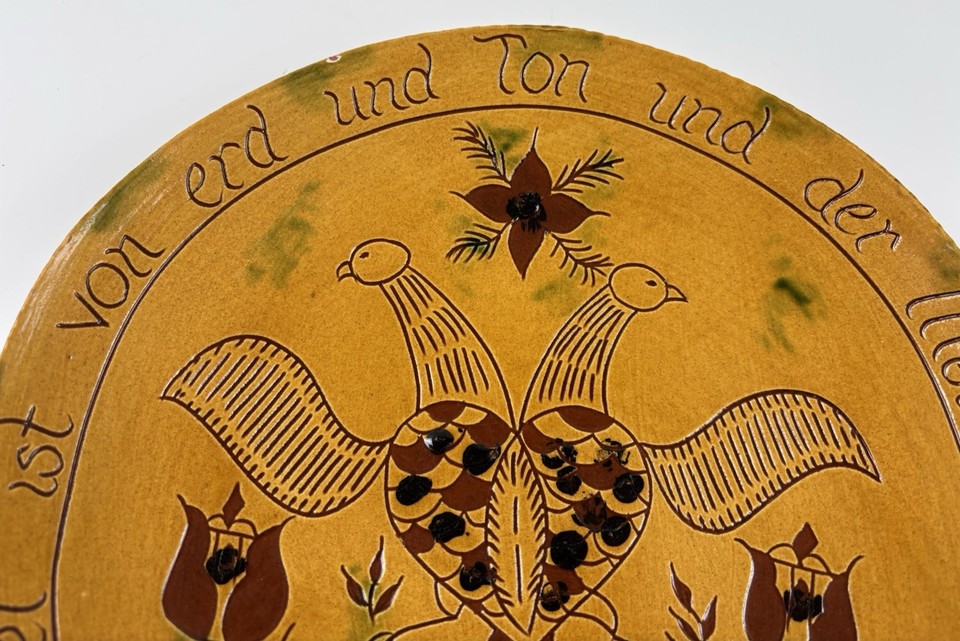 Rare Lester Breininger Redware Sgraffito Wedding Plate 1991 Double ...