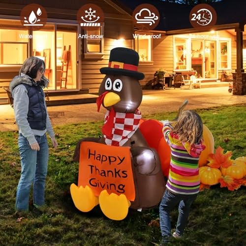 4 FT Pull Banner Turkey Thanksgiving Inflatable Decoration 4FT Banner ...