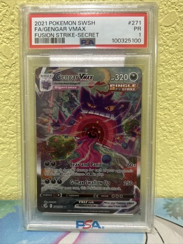 Gengar VMAX (Alternate Art Secret) 271/264 Fusion Strike Holo PSA 1 ...