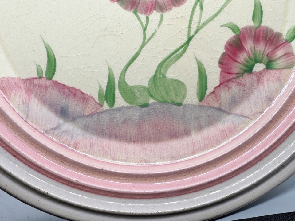 VINTAGE CLARICE CLIFF ART DECO HAND PAINTED FLORAL ROUND PLATE 11 ...