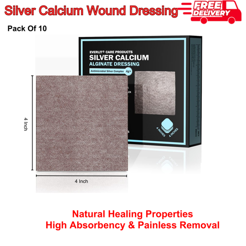 10Pk Silver Calcium Alginate Wound Dressing, Non-Stick, Absorbent ...