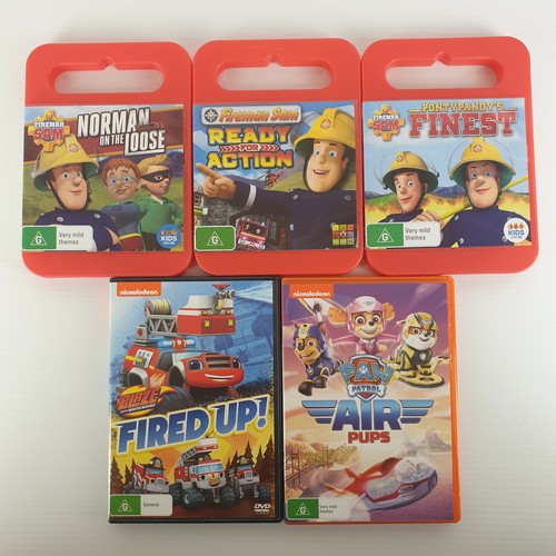 Fireman Sam x 3 DVD + Fired Up! + Paw Patrol Air Pups Kids Movies VGC ...