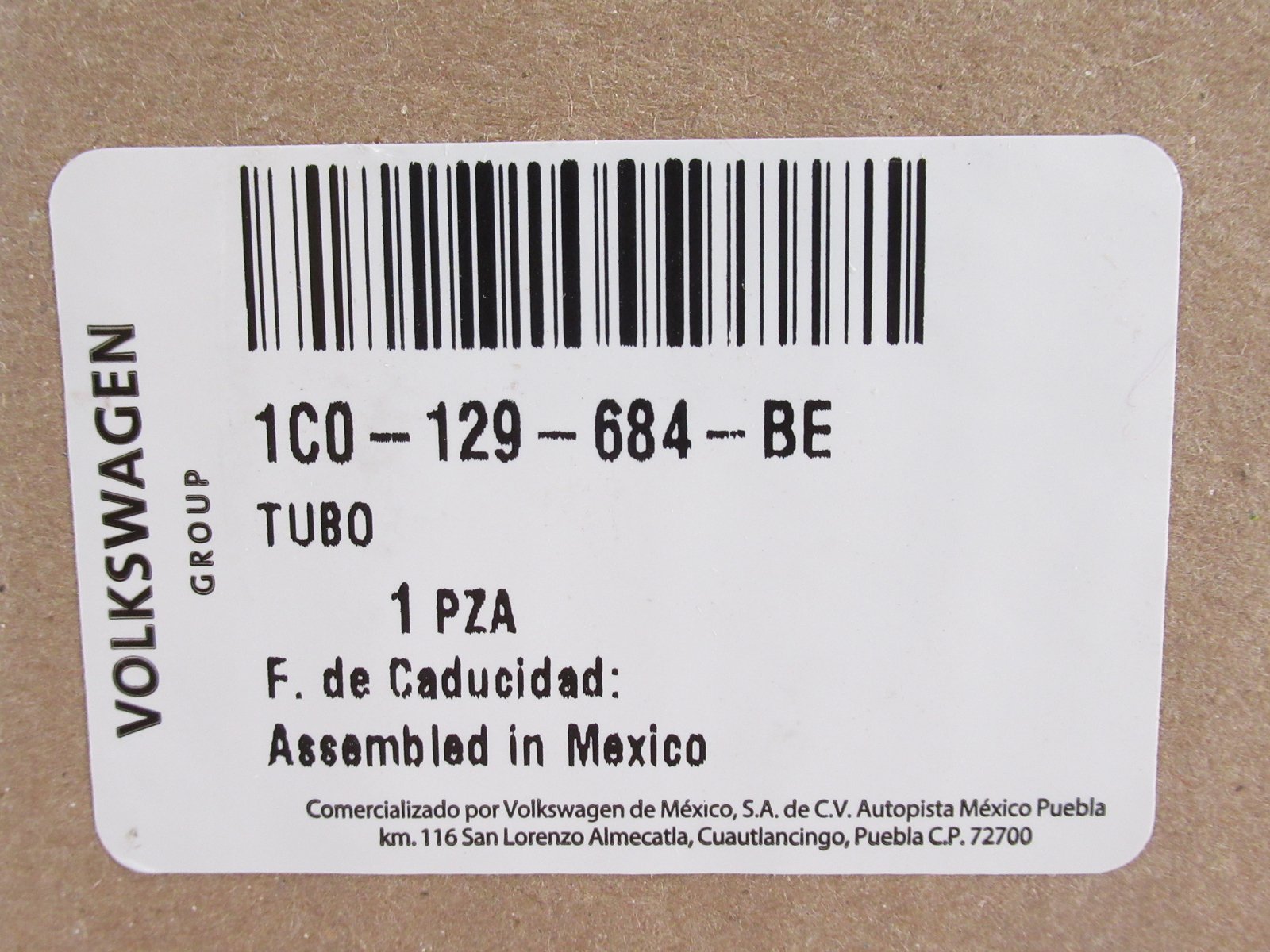 Genuine OEM Volkswagen 1C0-129-684-BE Air Cleaner Connector Pipe 2006 ...