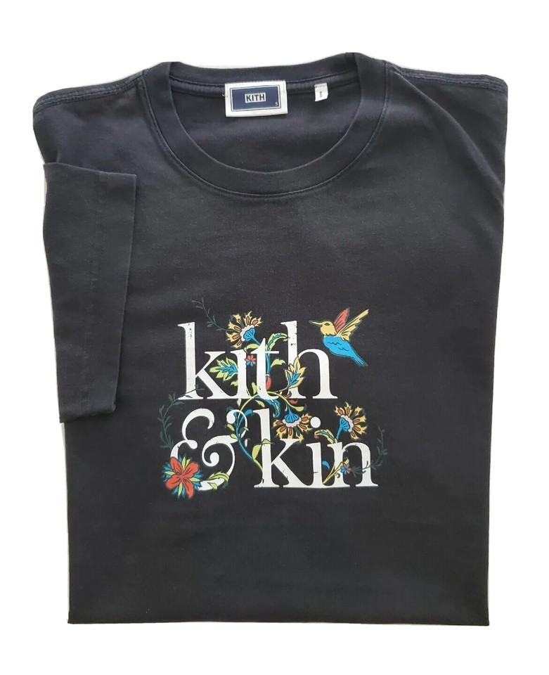 NEW KITH & Kin Hummingbird Flowers Mens Vintage Black Tee Shirt ...