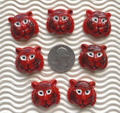 10 pcs x 1" Resin Bengal Tiger Flatback Embellishment for Bow/Safari ...